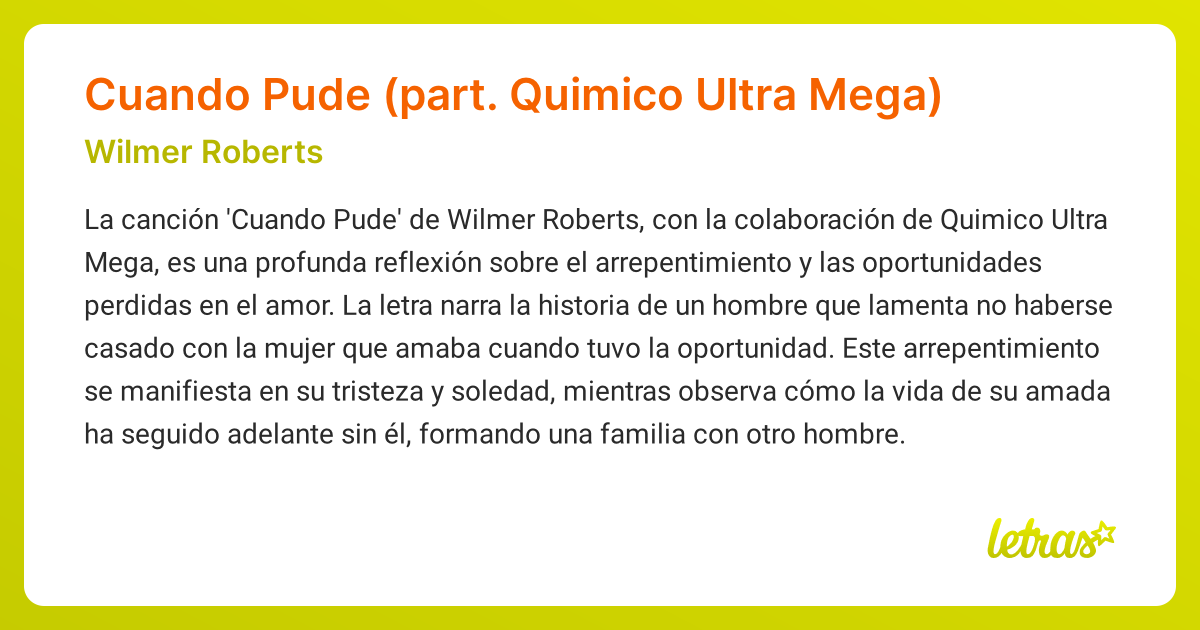 Significado de la canción Cuando Pude (part. Quimico Ultra Mega ...