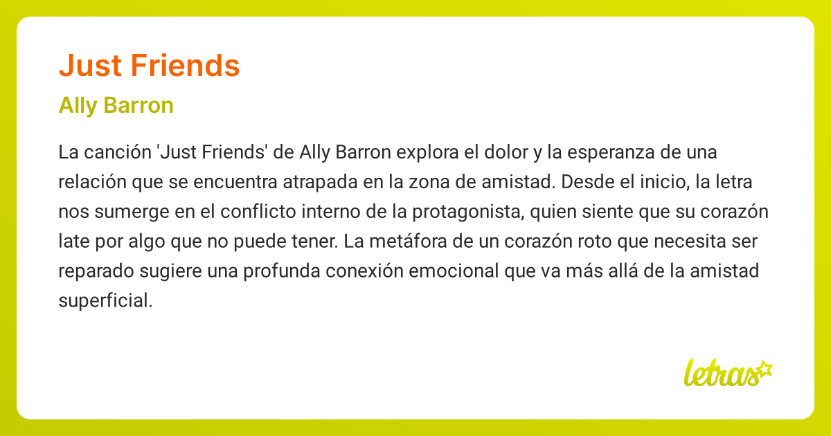 Significado de la canción JUST FRIENDS (Ally Barron) - LETRAS.COM