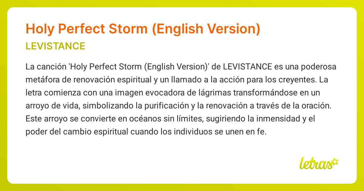 Significado de la canción Holy Perfect Storm (English Version ...