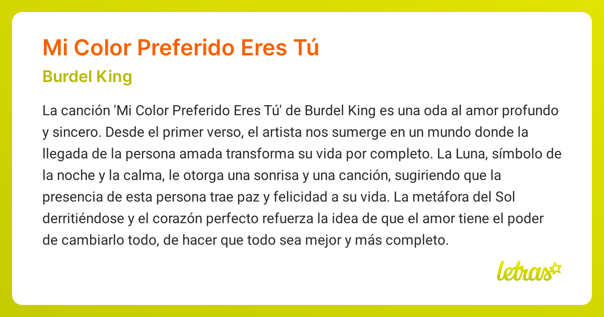 Significado de la canción MI COLOR PREFERIDO ERES TÚ (Burdel King ...