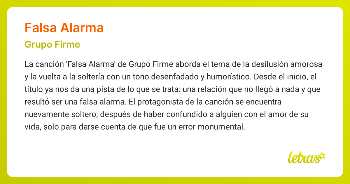 Significado de la canción FALSA ALARMA (Grupo Firme) - LETRAS.COM