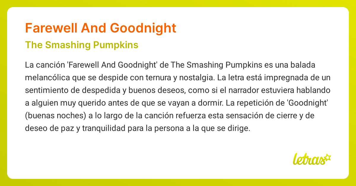 Significado de la canción FAREWELL AND GOODNIGHT (The Smashing Pumpkins ...