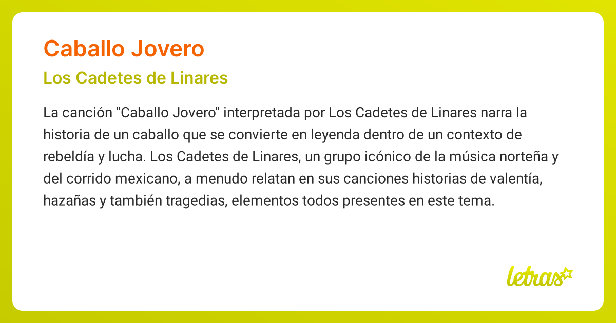 Significado de la canción CABALLO JOVERO (Los Cadetes de Linares ...