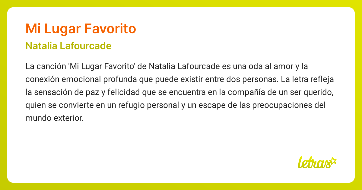 Significado de la canción MI LUGAR FAVORITO (Natalia Lafourcade ...