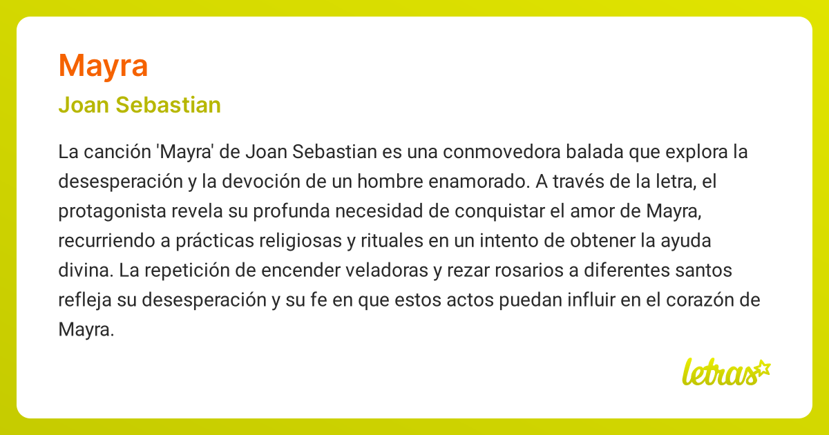 Significado de la canción MAYRA (Joan Sebastian) - LETRAS.COM