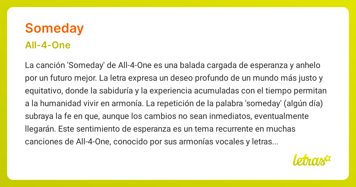Significado de la canción SOMEDAY (All-4-One) - LETRAS.COM