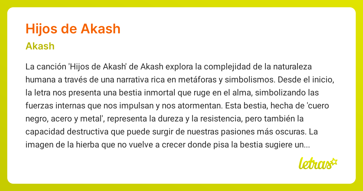 Significado de la canción HIJOS DE AKASH (Akash) - LETRAS.COM