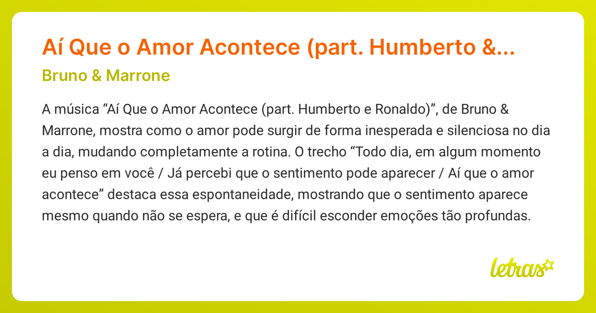 Significado da música Aí Que o Amor Acontece (part. Humberto & Ronaldo ...