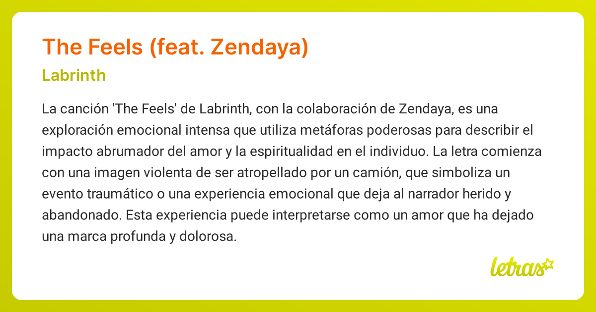 Significado de la canción THE FEELS (FEAT. ZENDAYA) (Labrinth) - LETRAS.COM