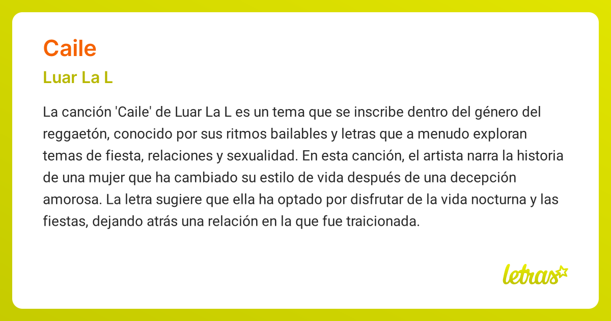 Significado de la canción CAILE (Luar La L) - LETRAS.COM