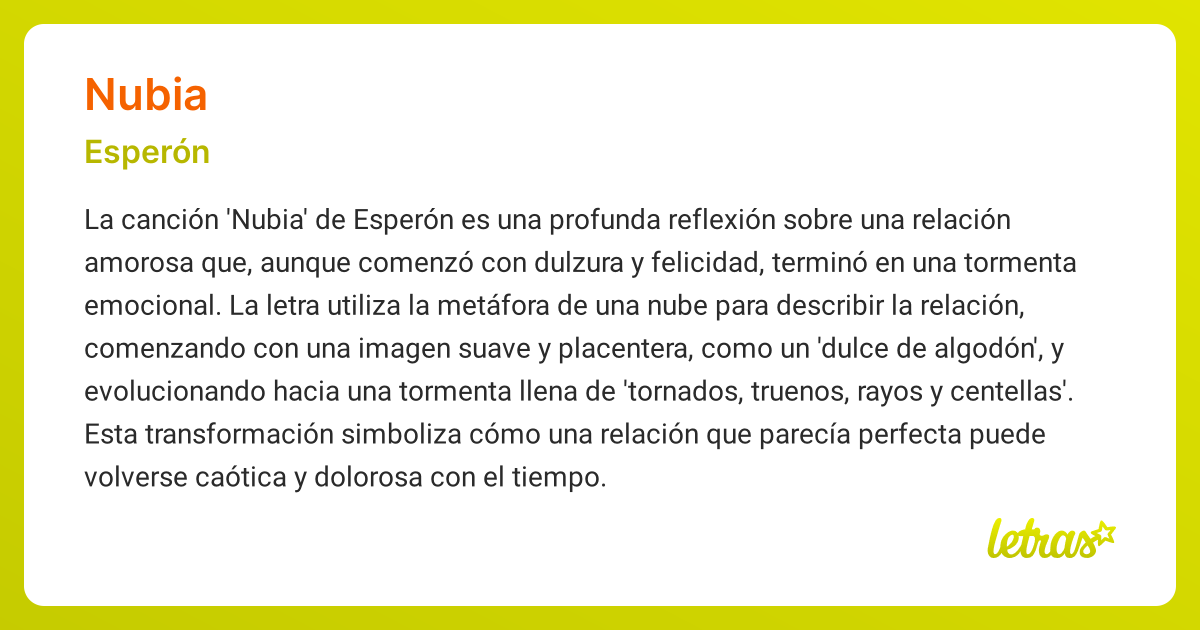 Significado de la canción NUBIA (Esperón) - LETRAS.COM