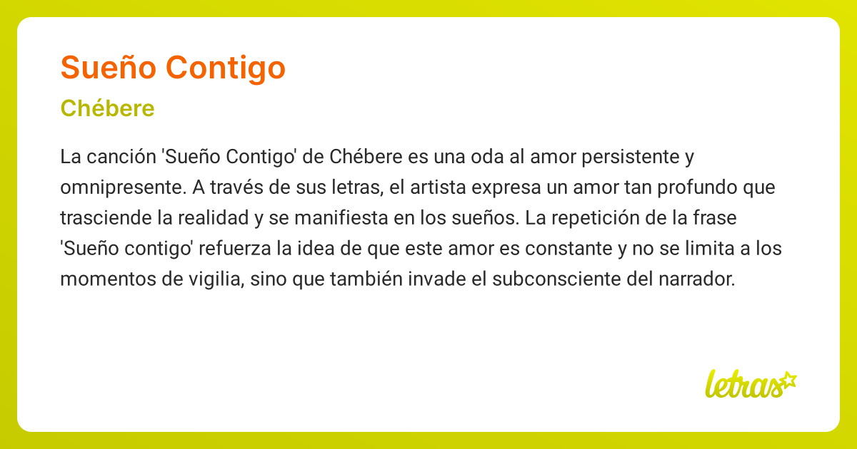 Significado de la canción SUEÑO CONTIGO (Chébere) - LETRAS.COM
