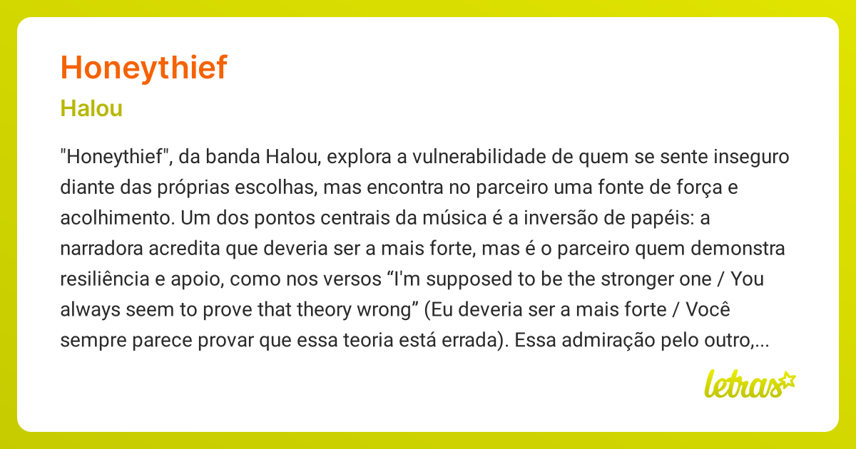 Significado da música HONEYTHIEF (Halou) - LETRAS.MUS.BR