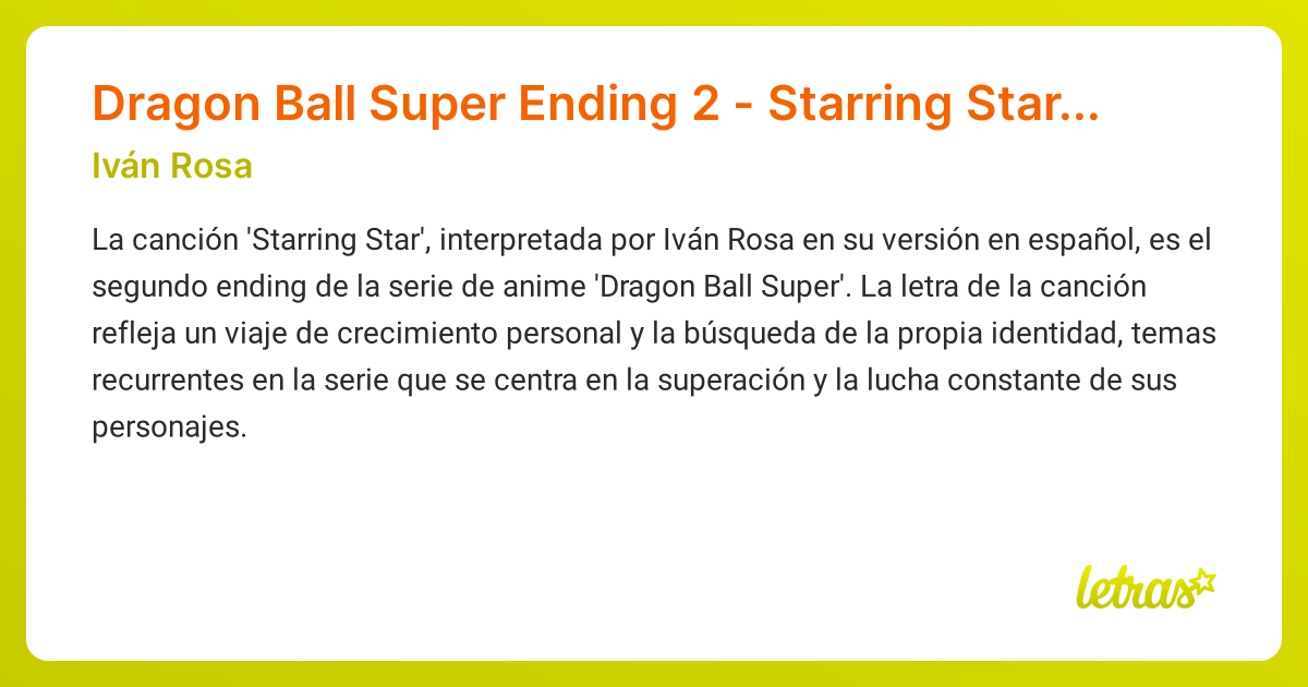 Significado de la canción Dragon Ball Super Ending 2 - Starring Star ...