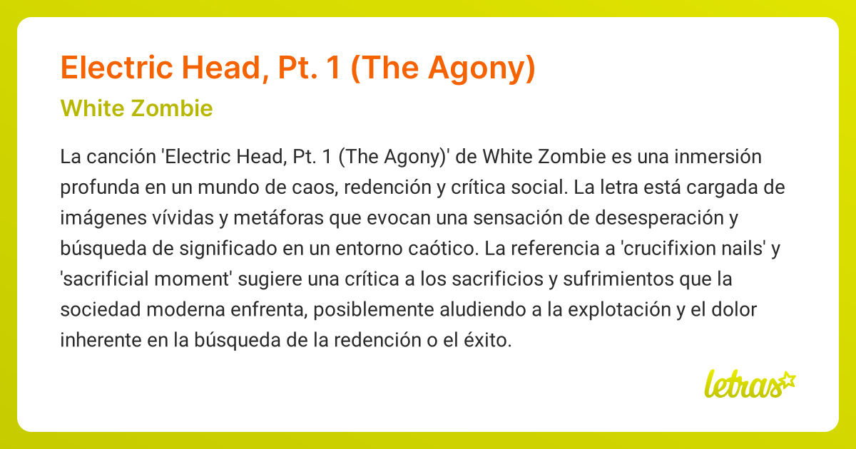 Significado de la canción Electric Head, Pt. 1 (The Agony) (White ...
