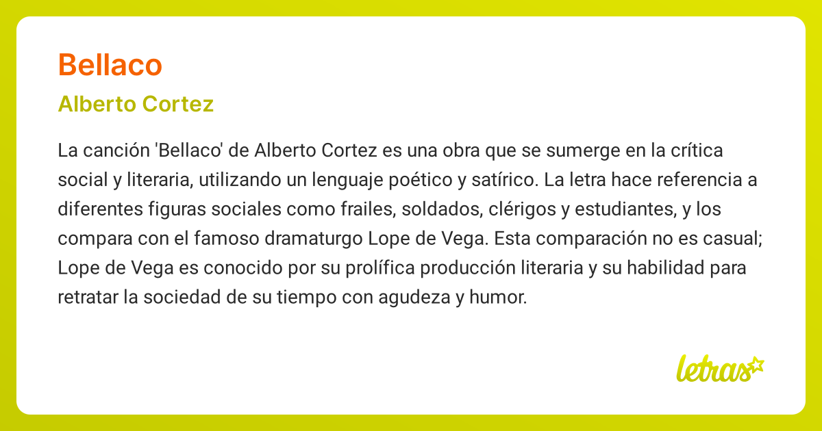 Significado de la canción BELLACO (Alberto Cortez) - LETRAS.COM