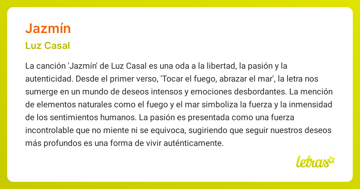 Significado de la canción JAZMÍN (Luz Casal) - LETRAS.COM