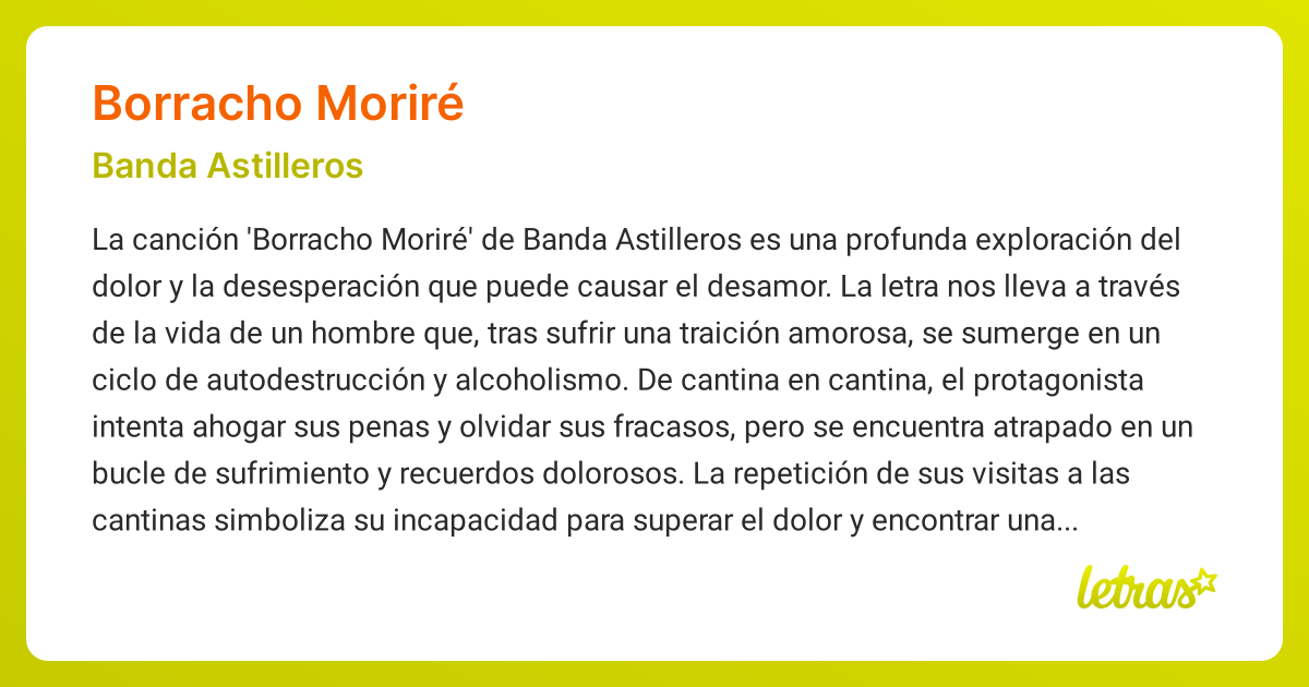 Significado de la canción BORRACHO MORIRÉ (Banda Astilleros) - LETRAS.COM