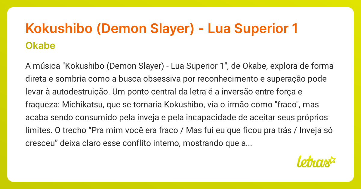 Significado da música Kokushibo (Demon Slayer) - Lua Superior 1 (Okabe ...