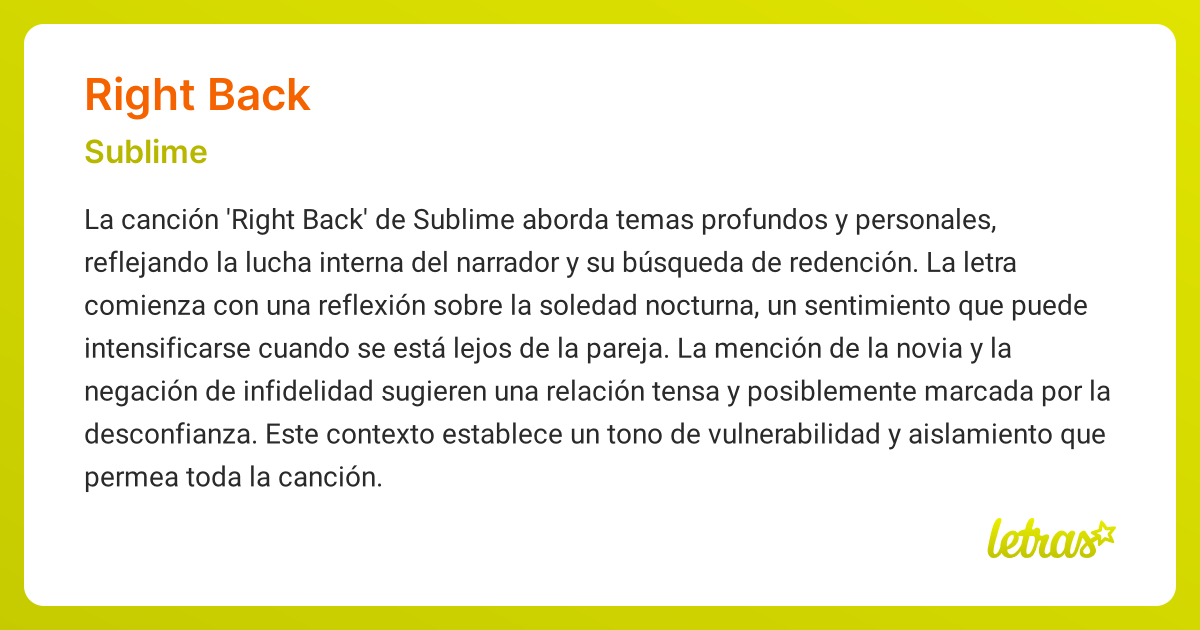 Significado de la canción RIGHT BACK (Sublime) - LETRAS.COM