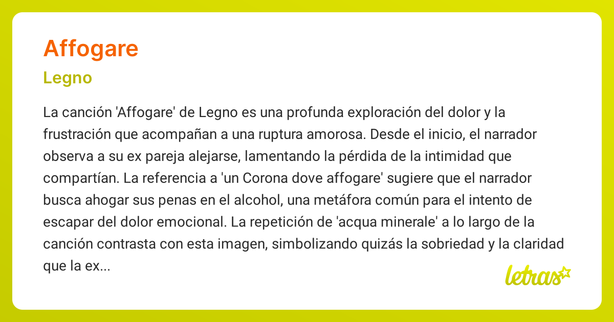 Significado de la canción AFFOGARE (Legno) - LETRAS.COM