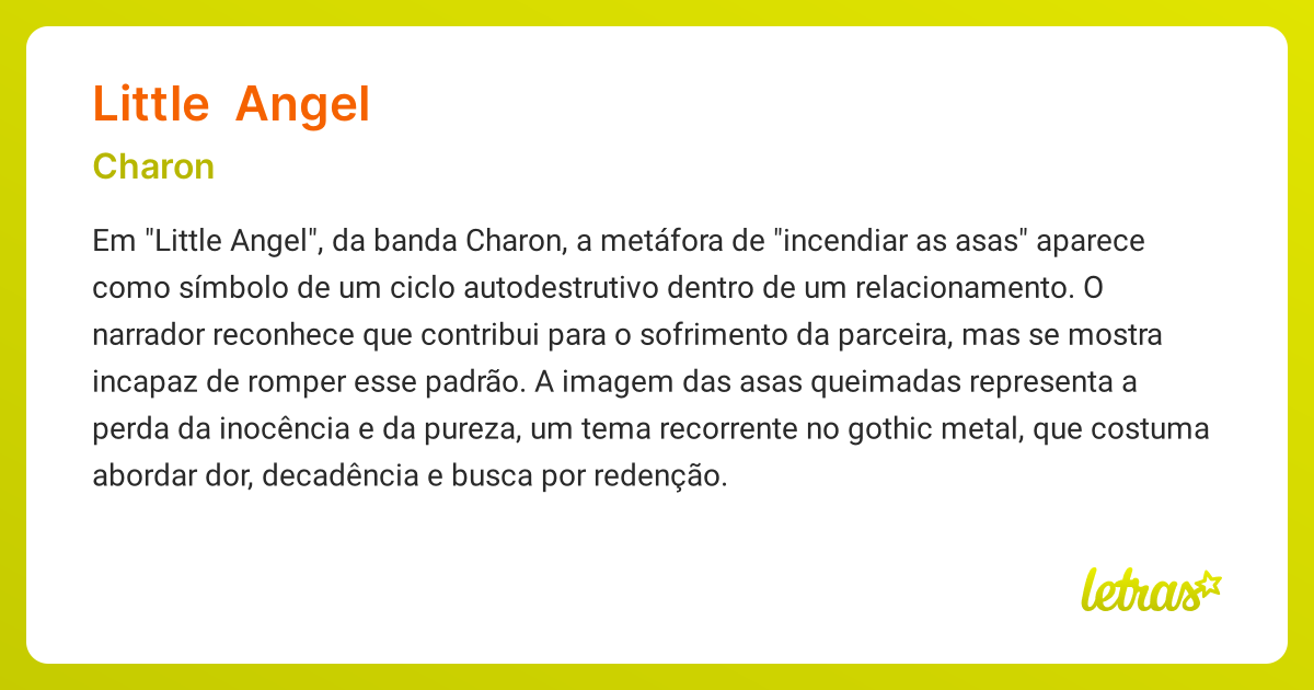 Significado da música LITTLE ANGEL (Charon) - LETRAS.MUS.BR