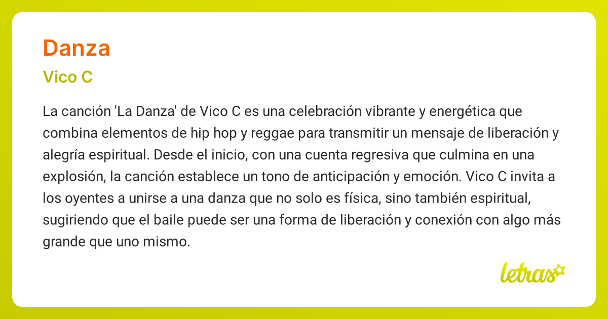 Significado de la canción LA DANZA (Vico C) - LETRAS.COM