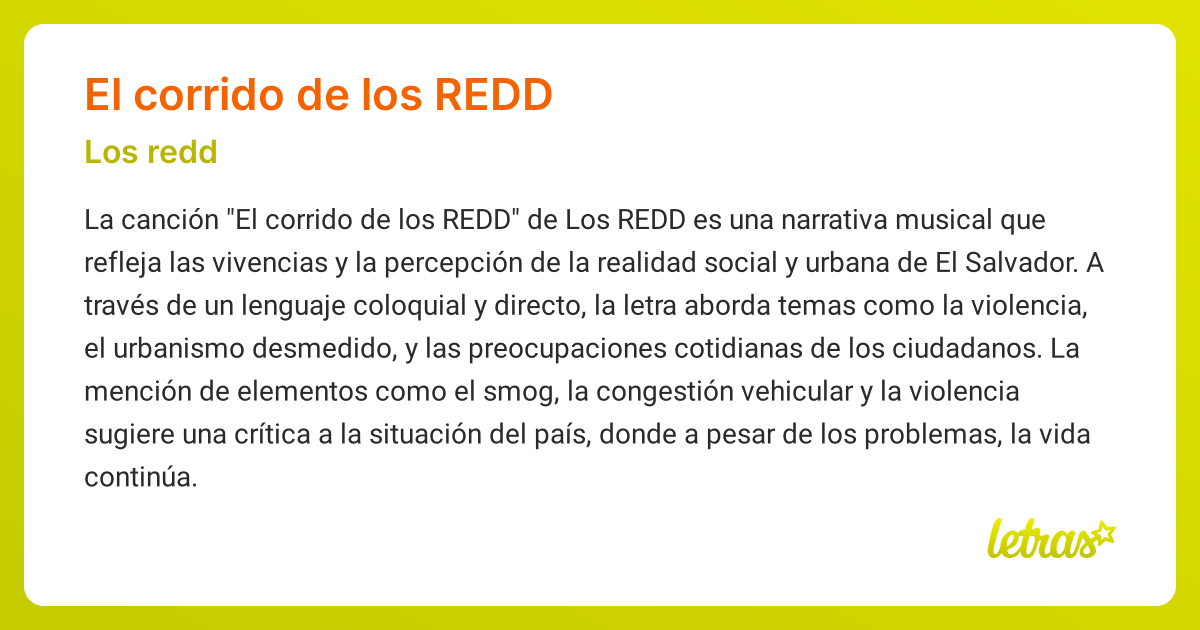 Significado de la canción EL CORRIDO DE LOS REDD (Los redd) - LETRAS.COM