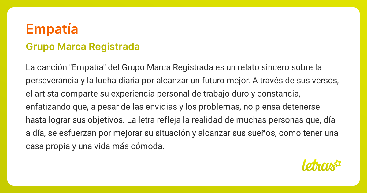 Significado de la canción EMPATÍA (Grupo Marca Registrada) - LETRAS.COM