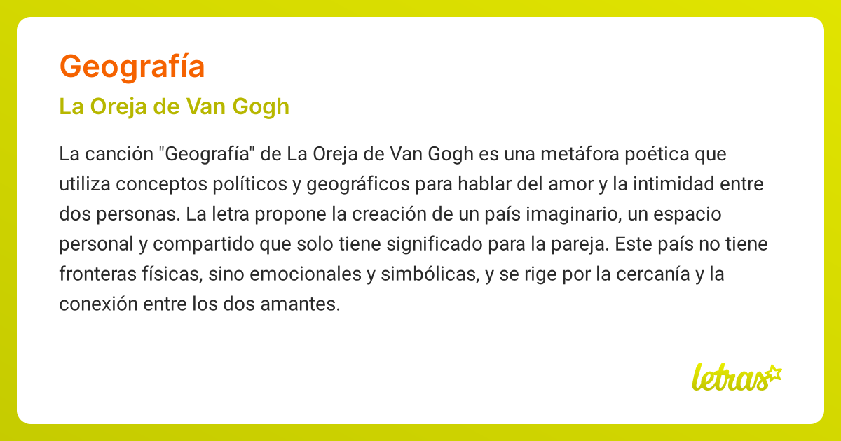 Significado de la canción GEOGRAFÍA (La Oreja de Van Gogh) - LETRAS.COM
