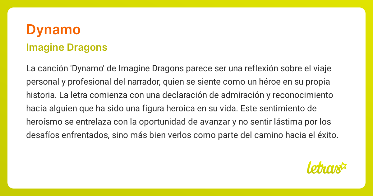 Significado de la canción DYNAMO (Imagine Dragons) - LETRAS.COM