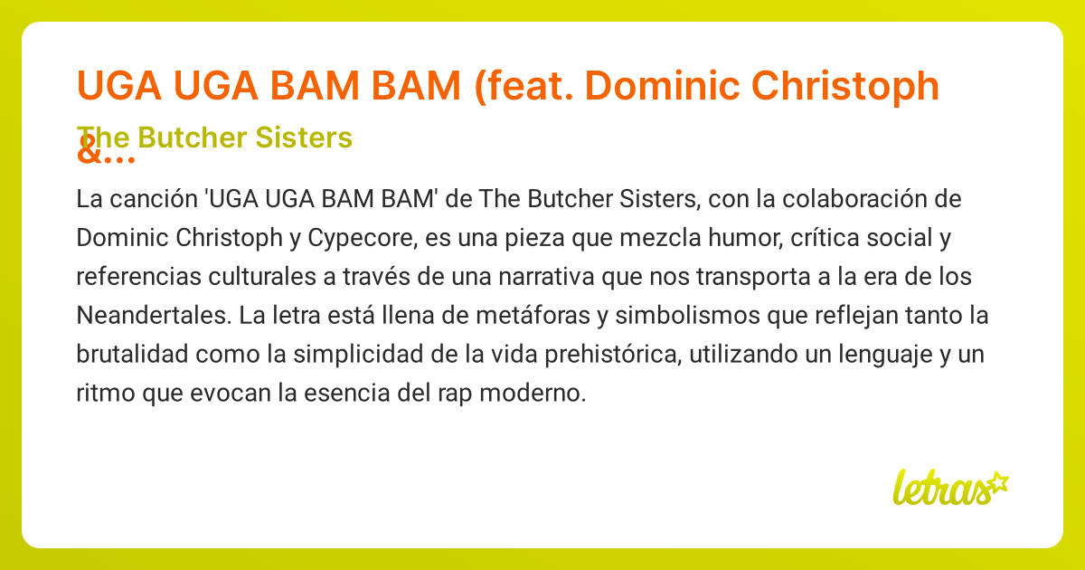 Significado de la canción UGA UGA BAM BAM (feat. Dominic Christoph ...