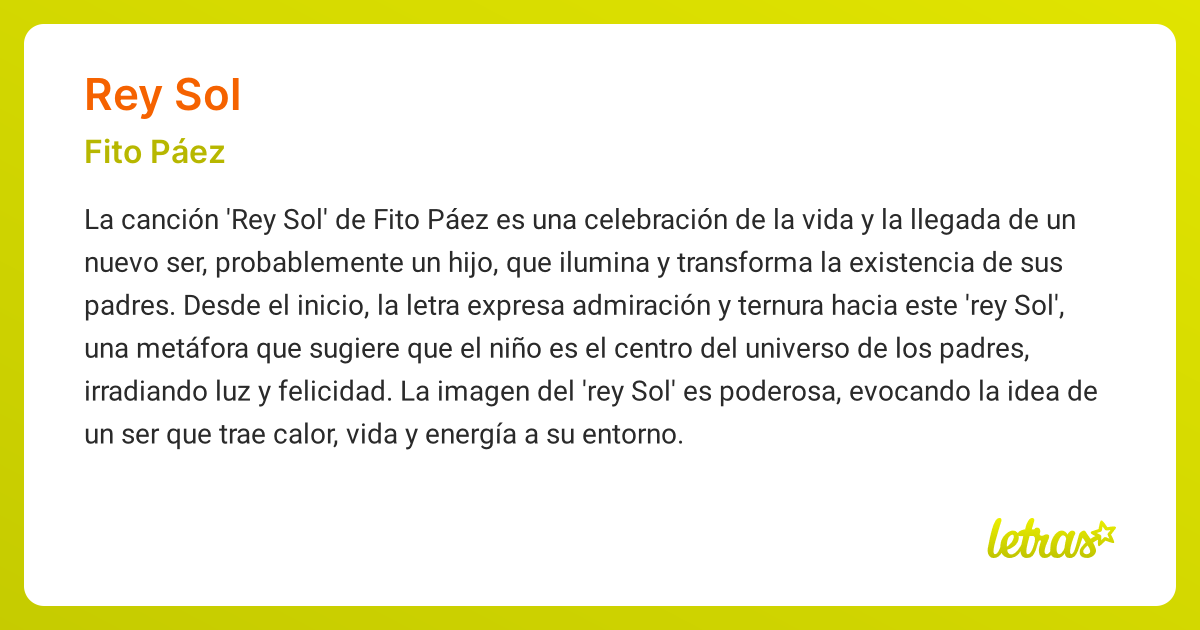 Significado de la canción REY SOL (Fito Páez) - LETRAS.COM