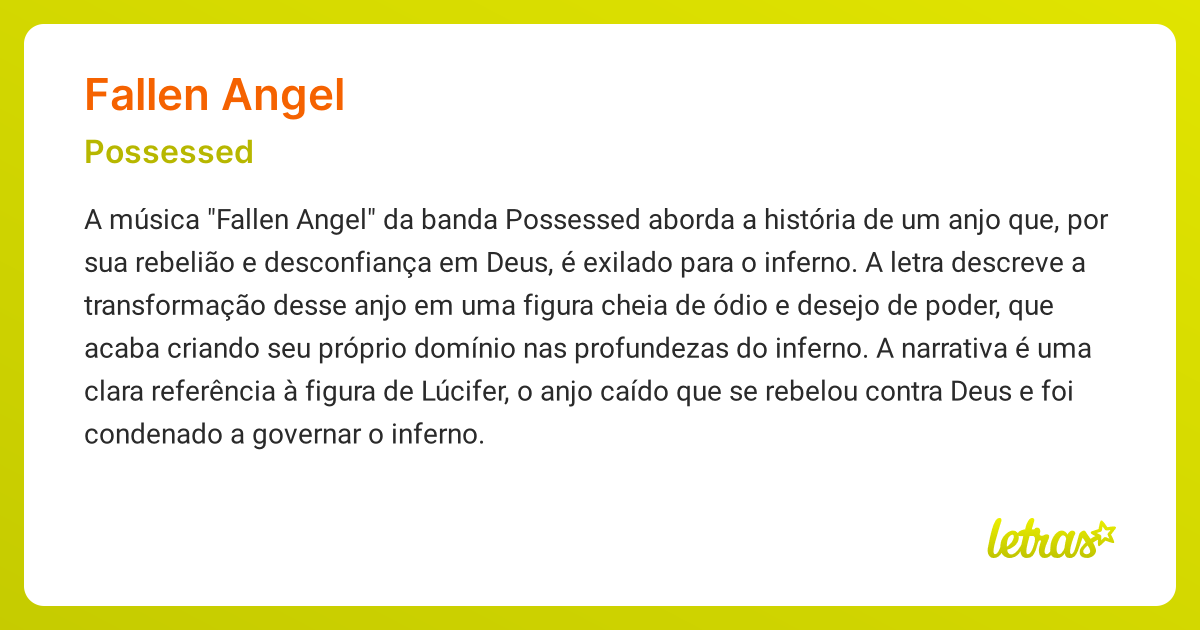 Significado da música FALLEN ANGEL (Possessed) - LETRAS.MUS.BR