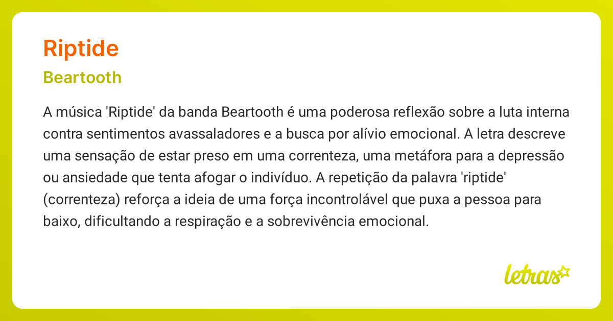 Significado da música RIPTIDE (Beartooth) - LETRAS.MUS.BR