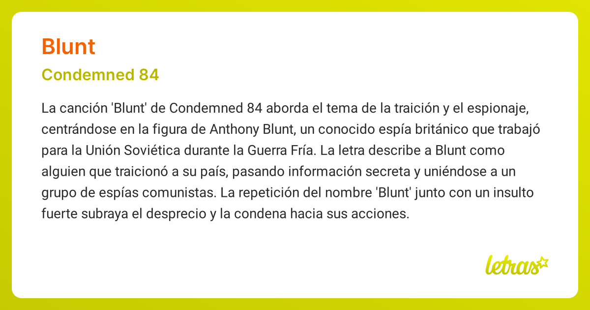 Significado de la canción BLUNT (Condemned 84) - LETRAS.COM