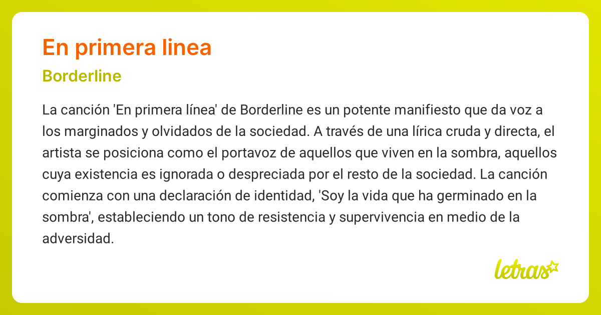 Significado de la canción EN PRIMERA LINEA (Borderline) - LETRAS.COM