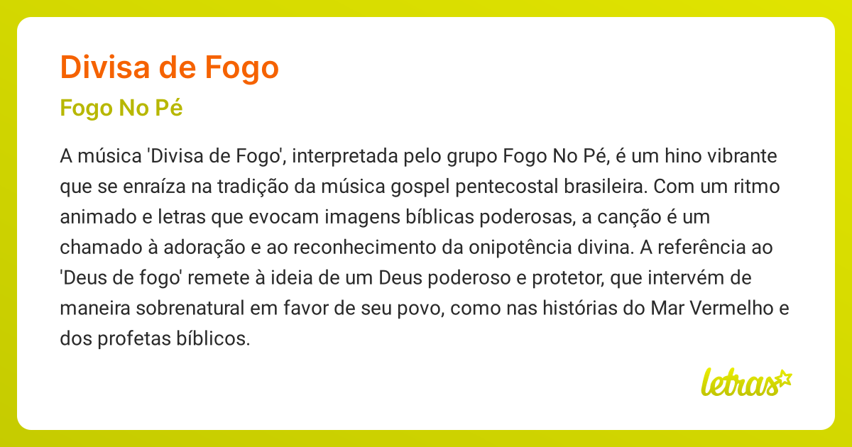 Significado da música DIVISA DE FOGO (Fogo No Pé) - LETRAS.MUS.BR