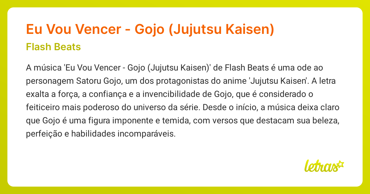 Significado da música Eu Vou Vencer - Gojo (Jujutsu Kaisen) (Flash ...