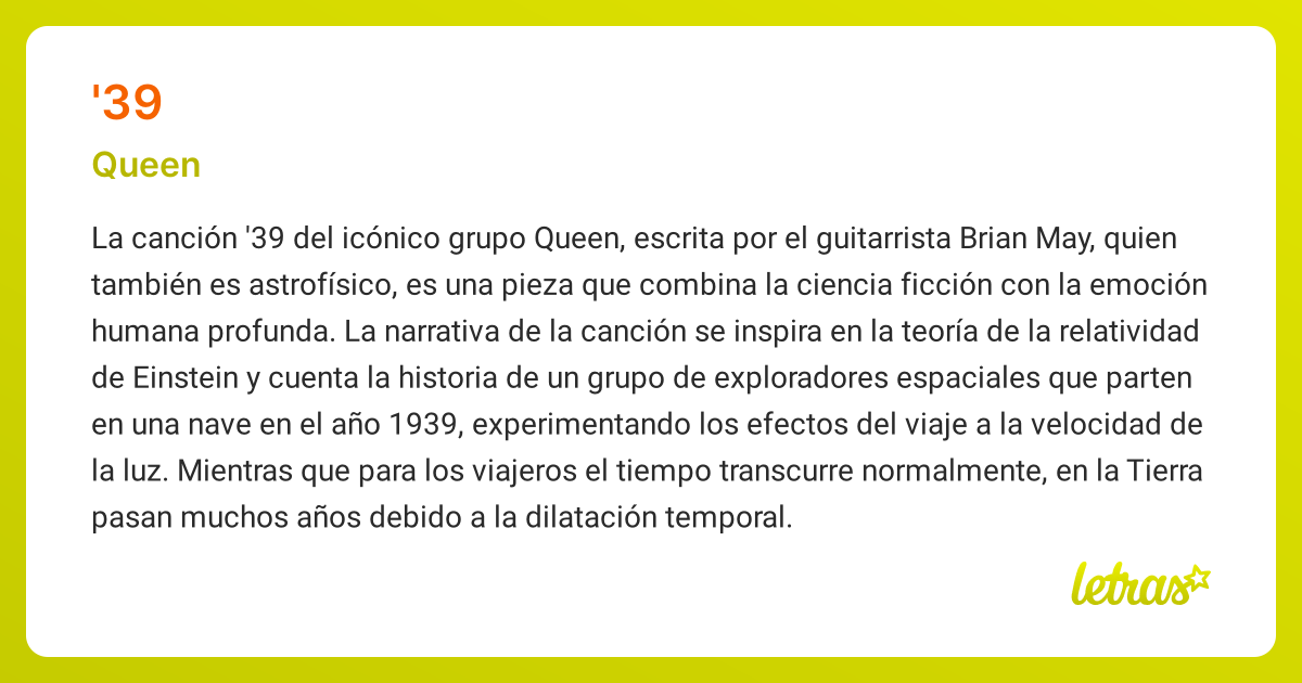 Significado de la canción '39 (Queen) - LETRAS.COM