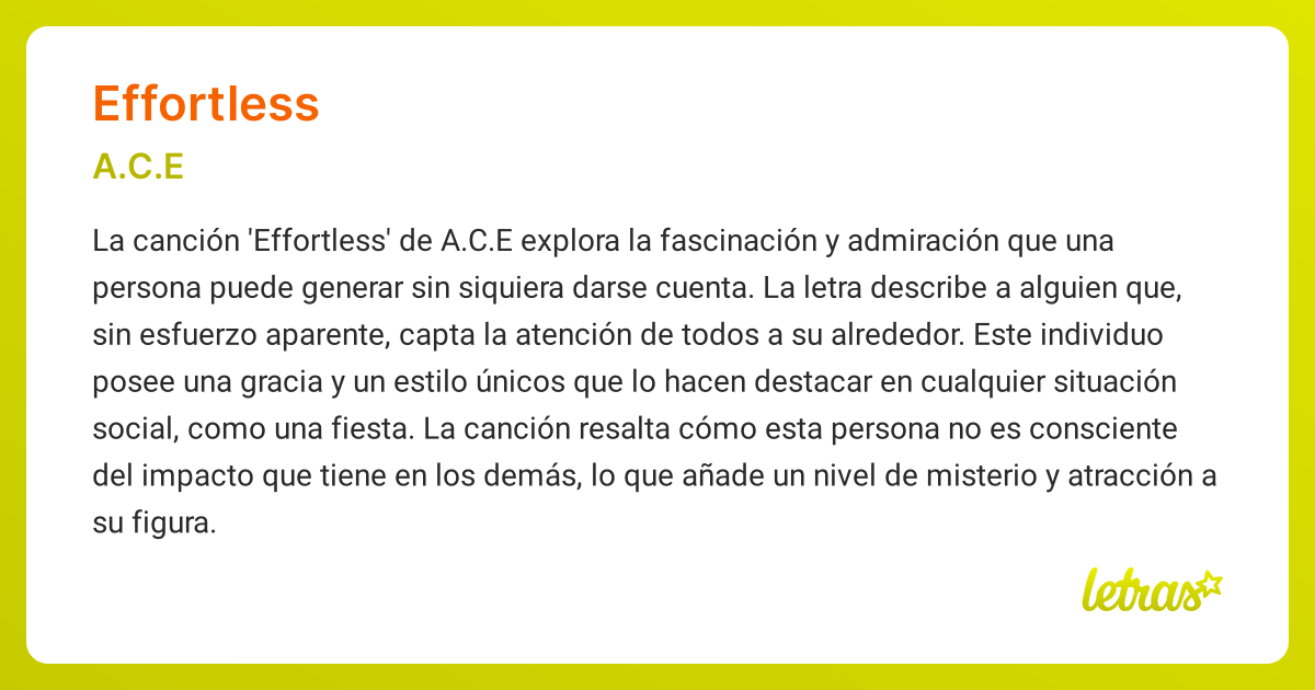 Significado de la canción EFFORTLESS (A.C.E) - LETRAS.COM