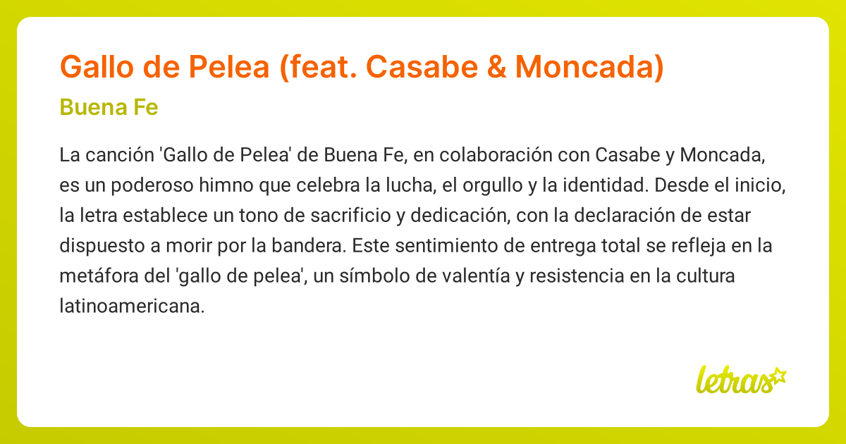 Significado de la canción Gallo de Pelea (feat. Casabe & Moncada ...