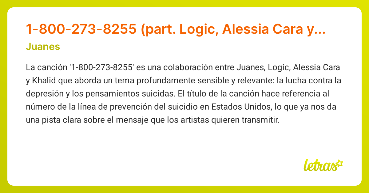 Significado de la canción 1-800-273-8255 (part. Logic, Alessia Cara y ...