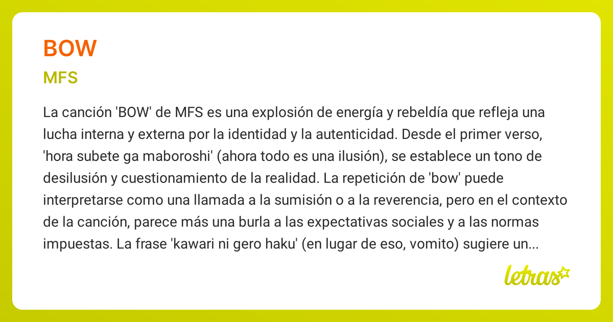 Significado de la canción BOW (MFS) - LETRAS.COM