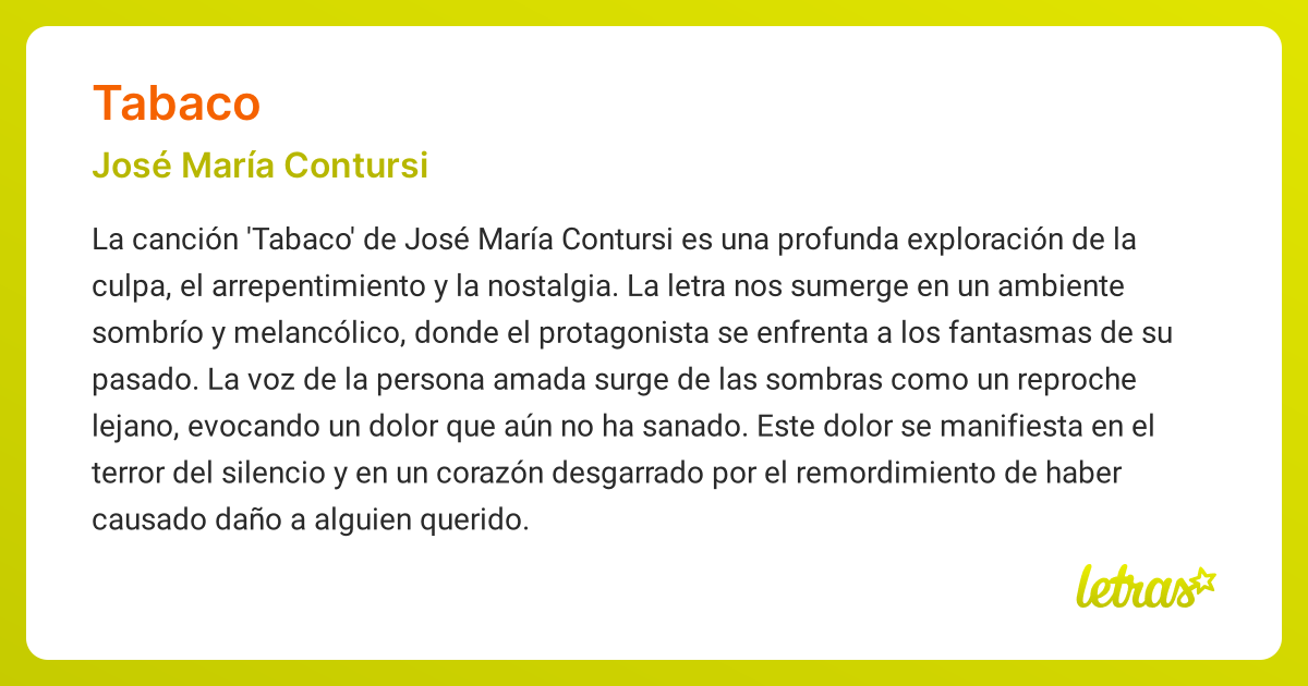 Significado de la canción TABACO (José María Contursi) - LETRAS.COM