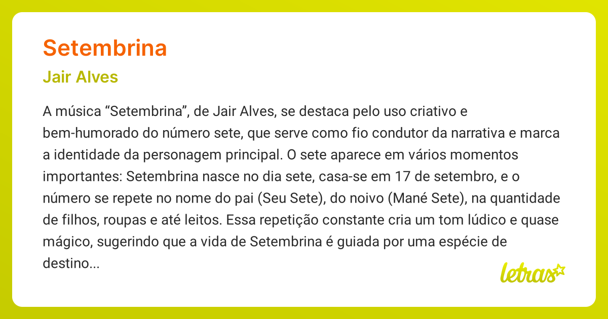 Significado da música SETEMBRINA (Jair Alves) - LETRAS.MUS.BR