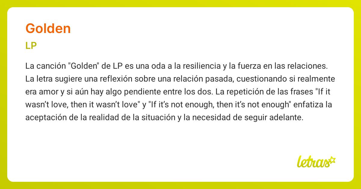 Significado de la canción GOLDEN (LP) - LETRAS.COM