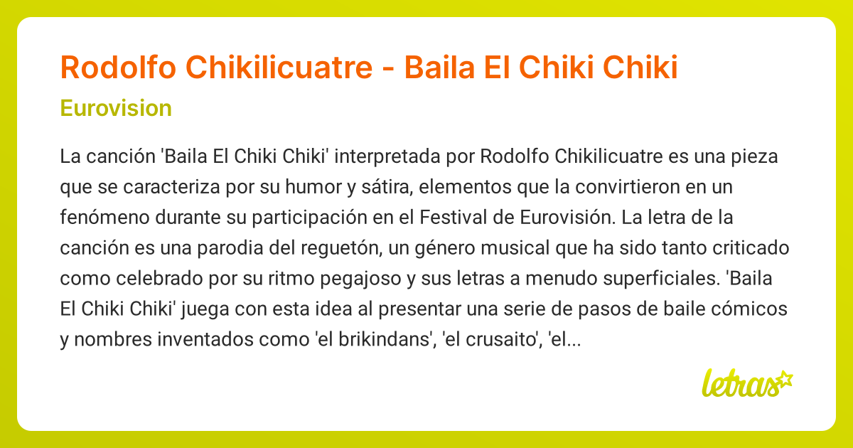 Significado de la canción Rodolfo Chikilicuatre - Baila El Chiki Chiki ...