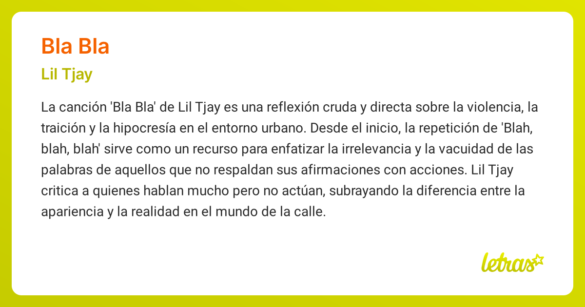 Significado de la canción BLA BLA (Lil Tjay) - LETRAS.COM