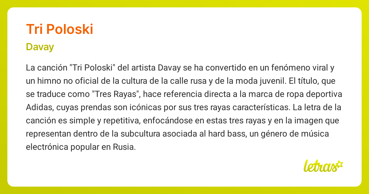 Significado de la canción TRI POLOSKI (Davay) - LETRAS.COM